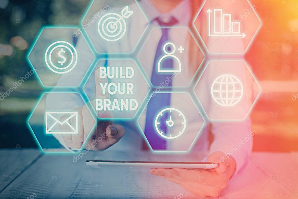 Signo de texto que muestra Construye tu marca. Foto conceptual que ...