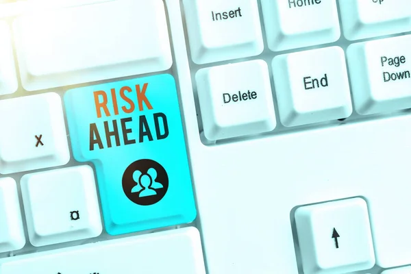 Conceptual hand writing showing Risk Ahead. Business photo showcasing A ...