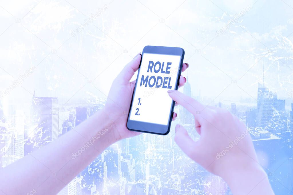 Texto de escritura de palabras Modelo de rol. Concepto de negocio para una demostración vista ...