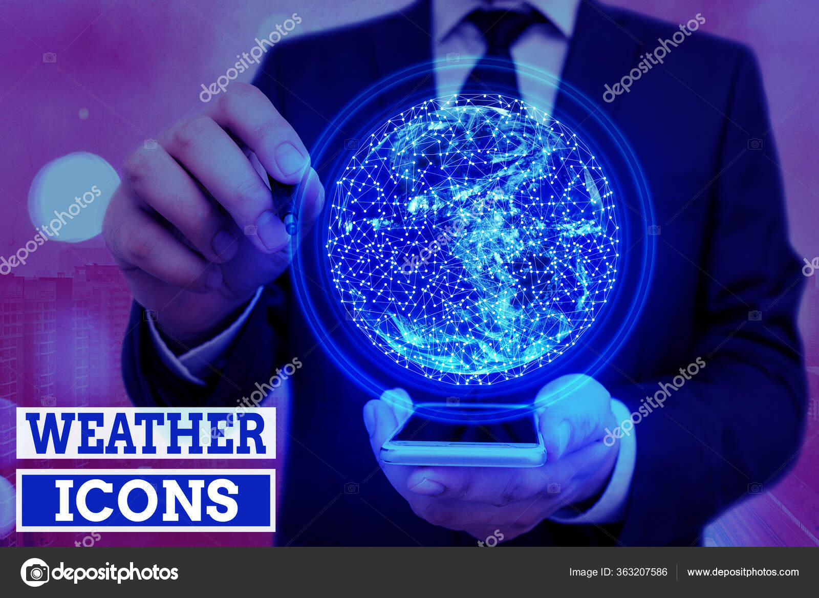 Handwriting text Weather Icons. Concept meaning Plotted on a synoptic ...