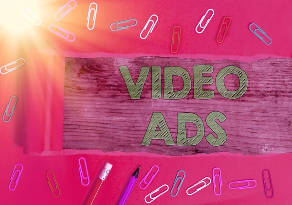 Text sign showing Video Ads. Conceptual photo Engage audience in the ...