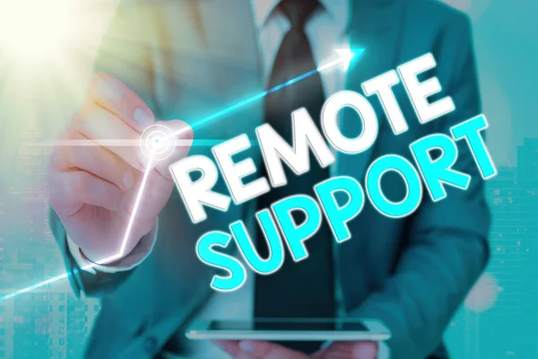 Text sign showing Remote Support. Conceptual photo type of secure ...