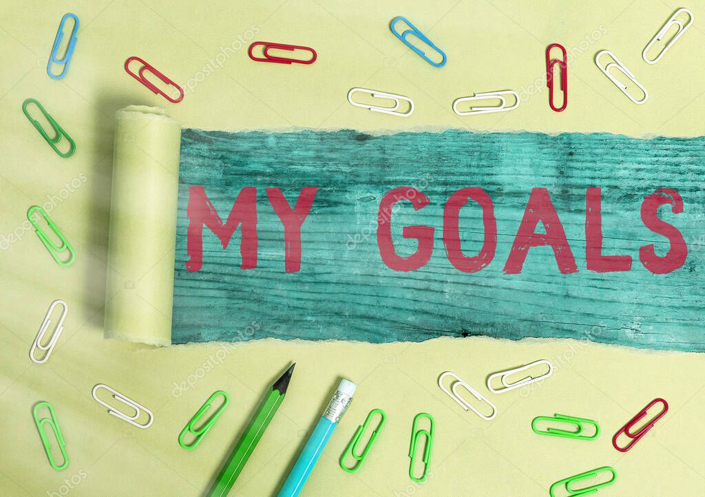 Texto de escritura de palabras Mis Metas. Concepto de negocio para un ...