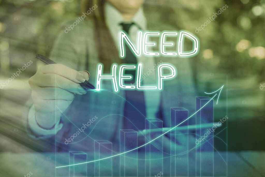 Texto de escritura de palabras Necesita ayuda. Concepto de negocio para Cuando alguien está bajo ...
