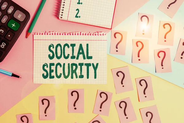 Text sign showing Social Security. Conceptual photo government system ...