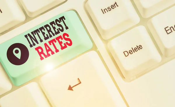 Text sign showing Interest Rates. Conceptual photo proportion of a loan ...