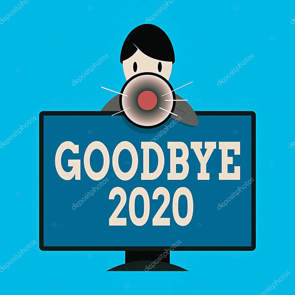 Texto de escritura de palabras Good Bye 2020 Concepto de negocio para expresar buenos deseos al ...