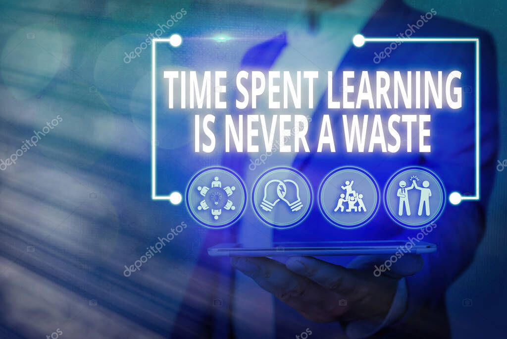 Escribir a mano el texto El aprendizaje pasado nunca es un desperdicio ...