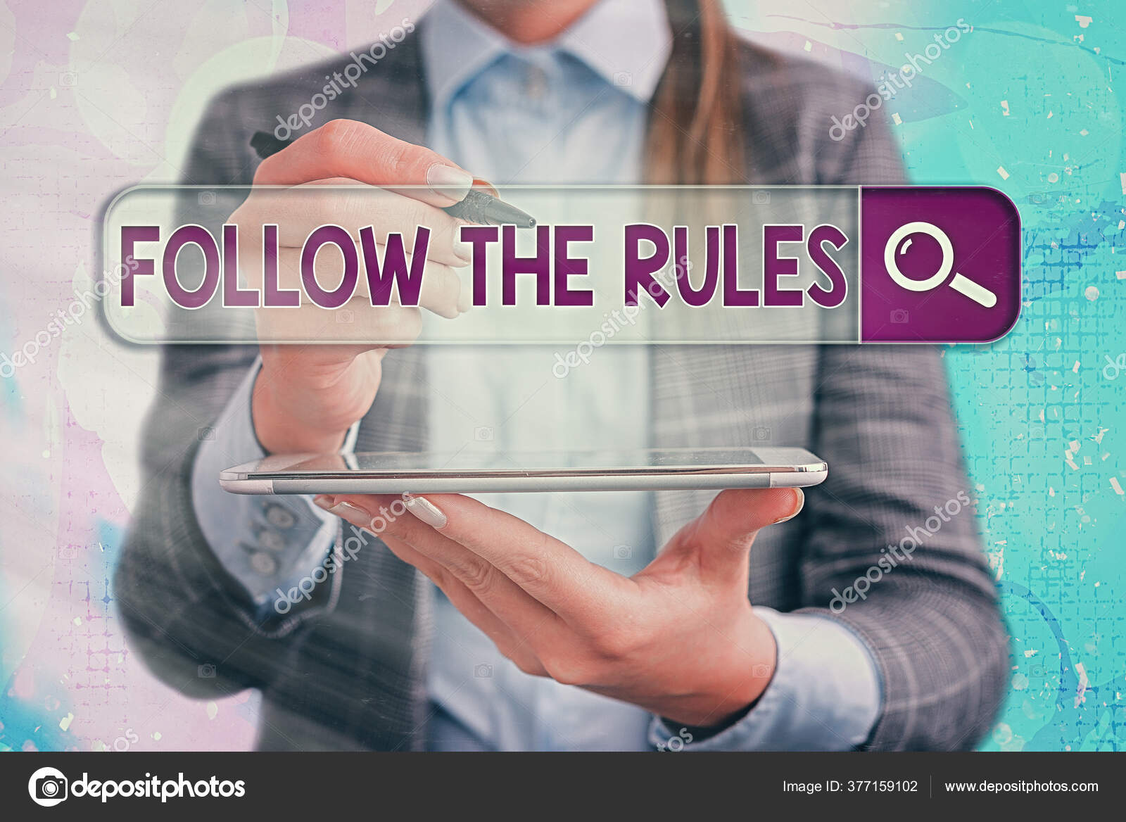 Conceptual hand writing showing Follow The Rules. Business photo ...