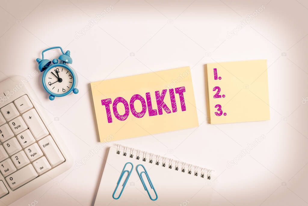 Texto de escritura manual Toolkit. Concepto que significa conjunto de ...