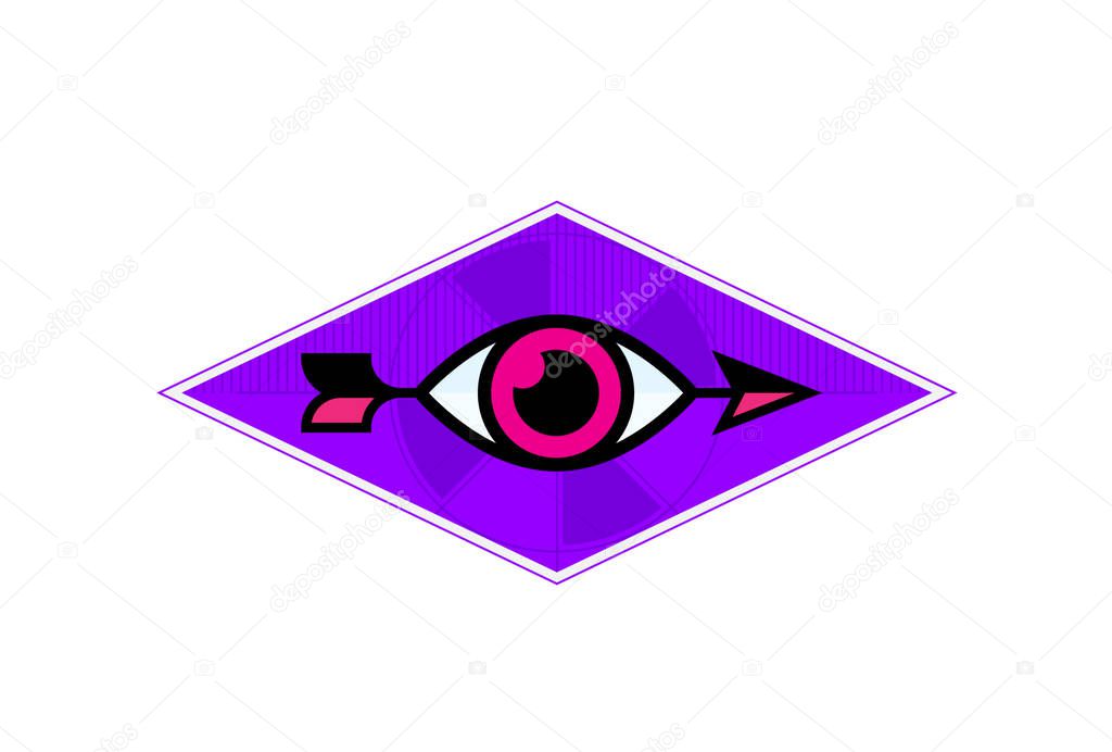 Ojo y flecha, logotipo, signo, emblema. Imagen vectorial, aislada sobre ...