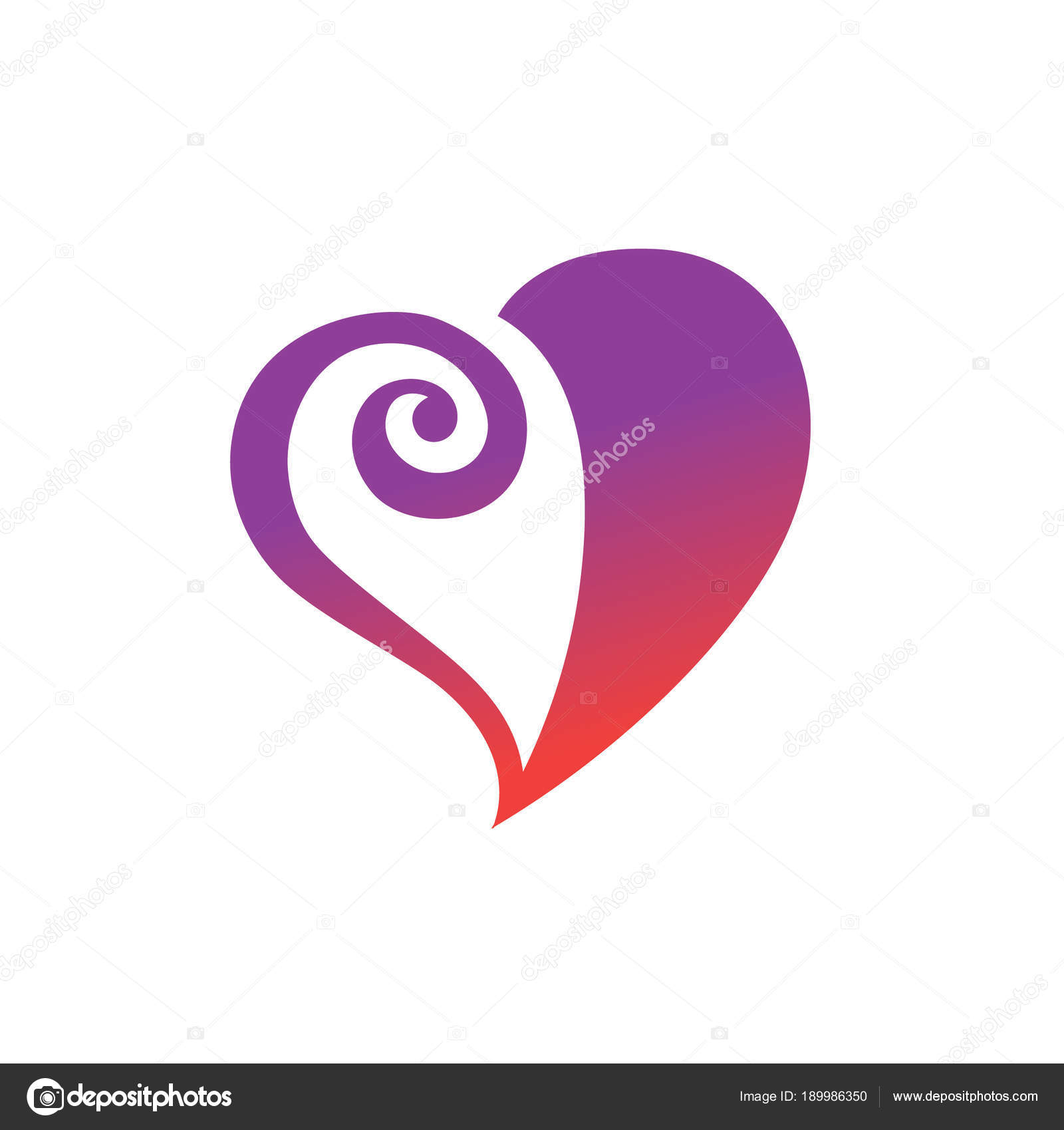 Corazón con rizo. Logo para la clínica. Logo plano vectorial. Signo ...