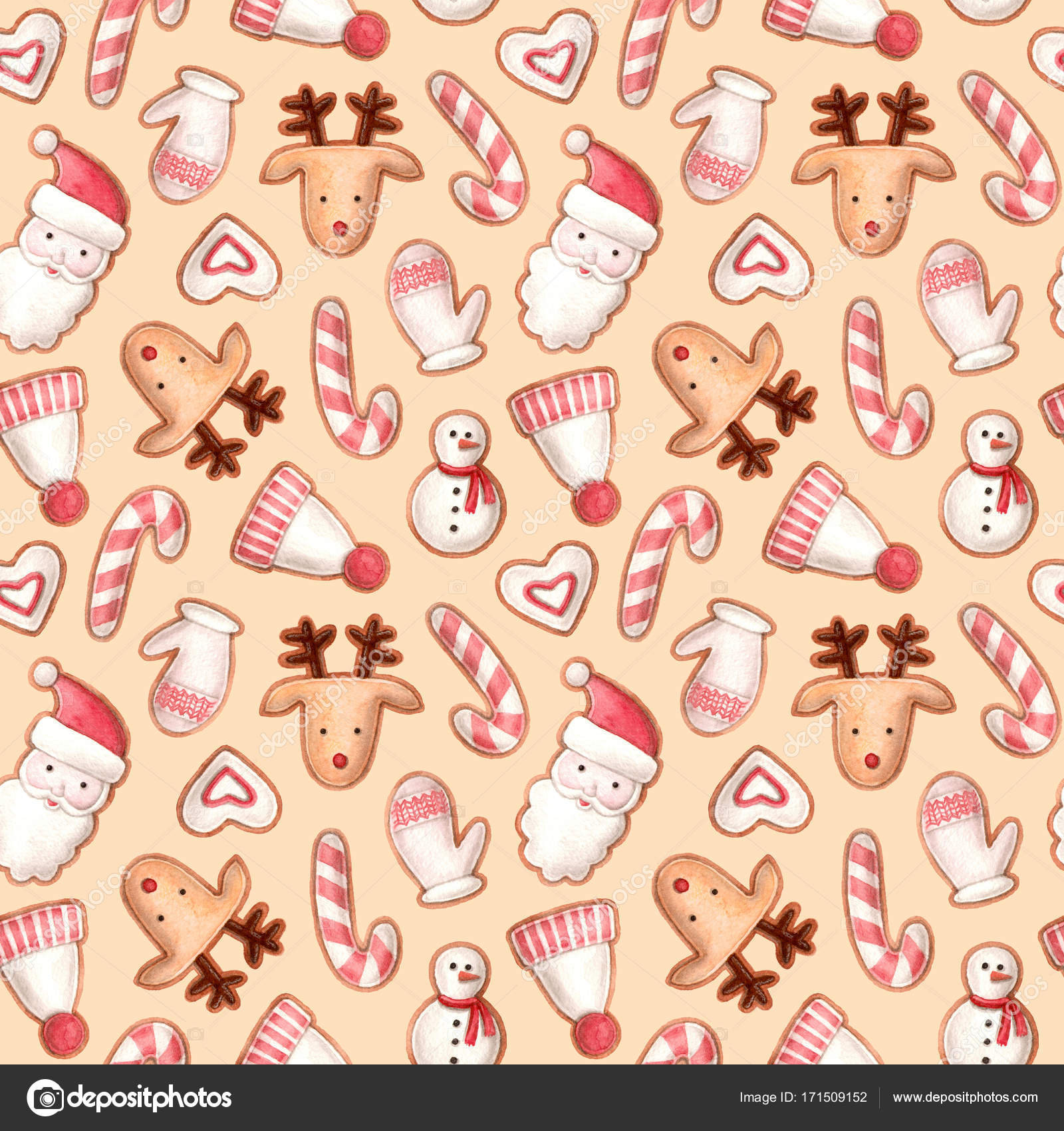 Watercolor gingerbread pattern Stock Photo by ©alenaganzhela 171509152