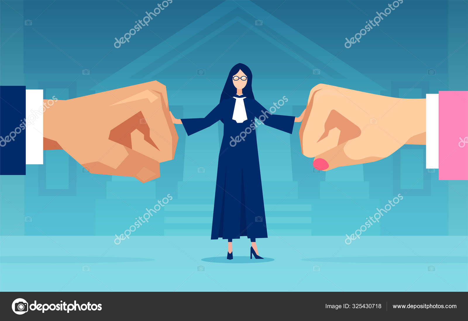 Vector of a judge settling a lawsuit between man and woman Stock Vector ...
