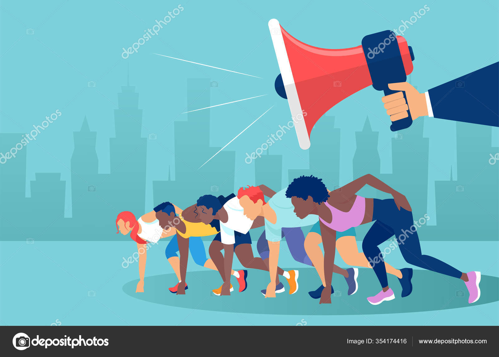 Sprint Start Position Cartoon