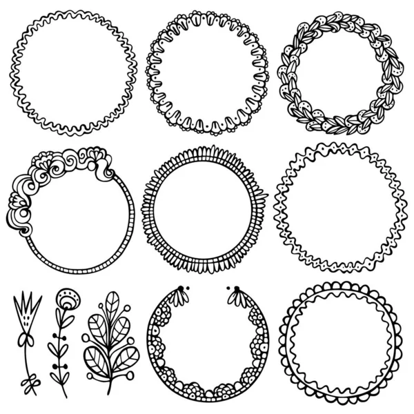 Set dari frame corat-coret hitam, sketsa untuk jurnal peluru Vektor ...