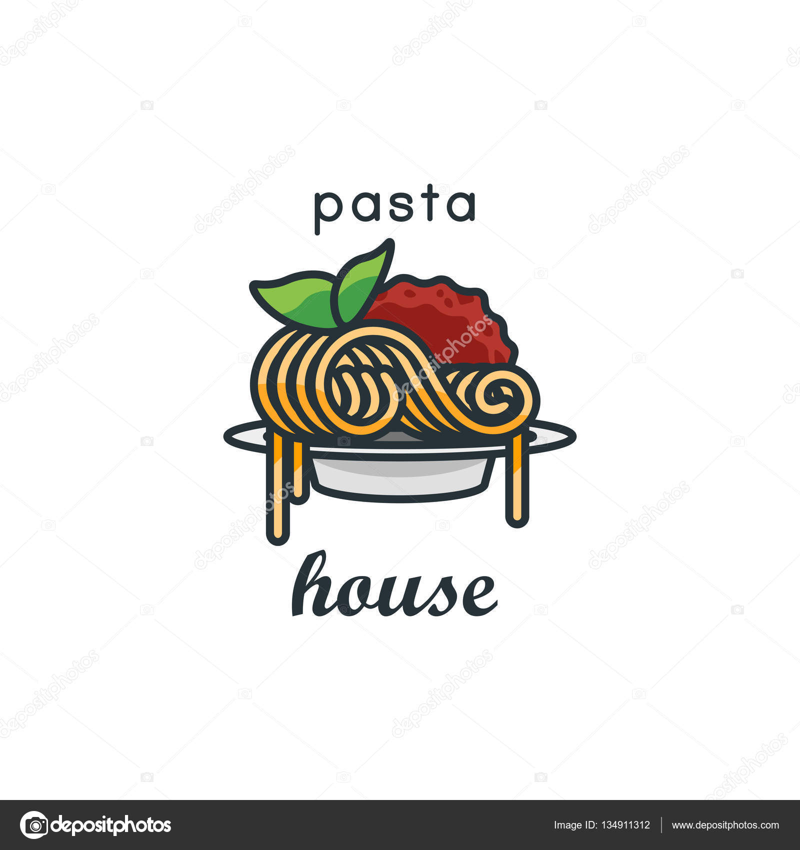 Pasta lineart logo. Vector illustration of spaghetti — Stock Vector ...