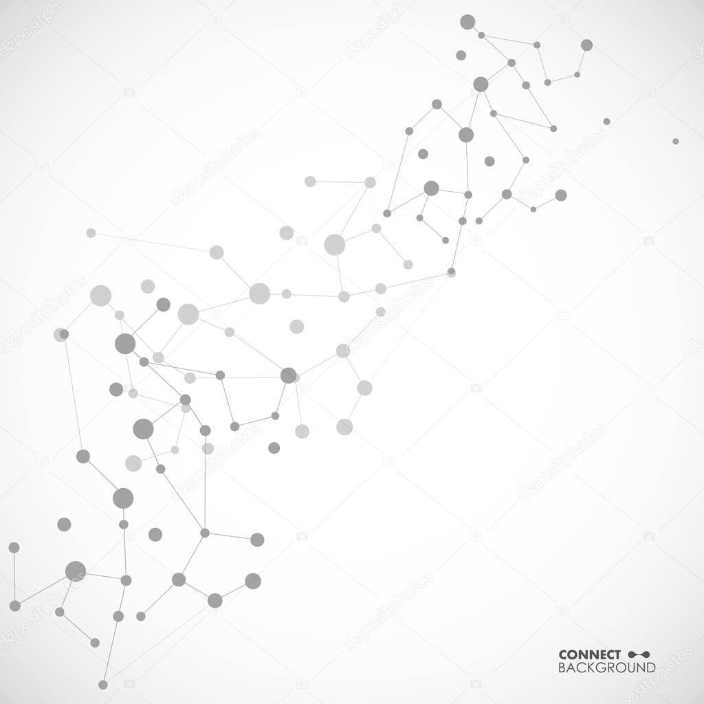 Ilustración vectorial de moléculas, red y conexión 2024