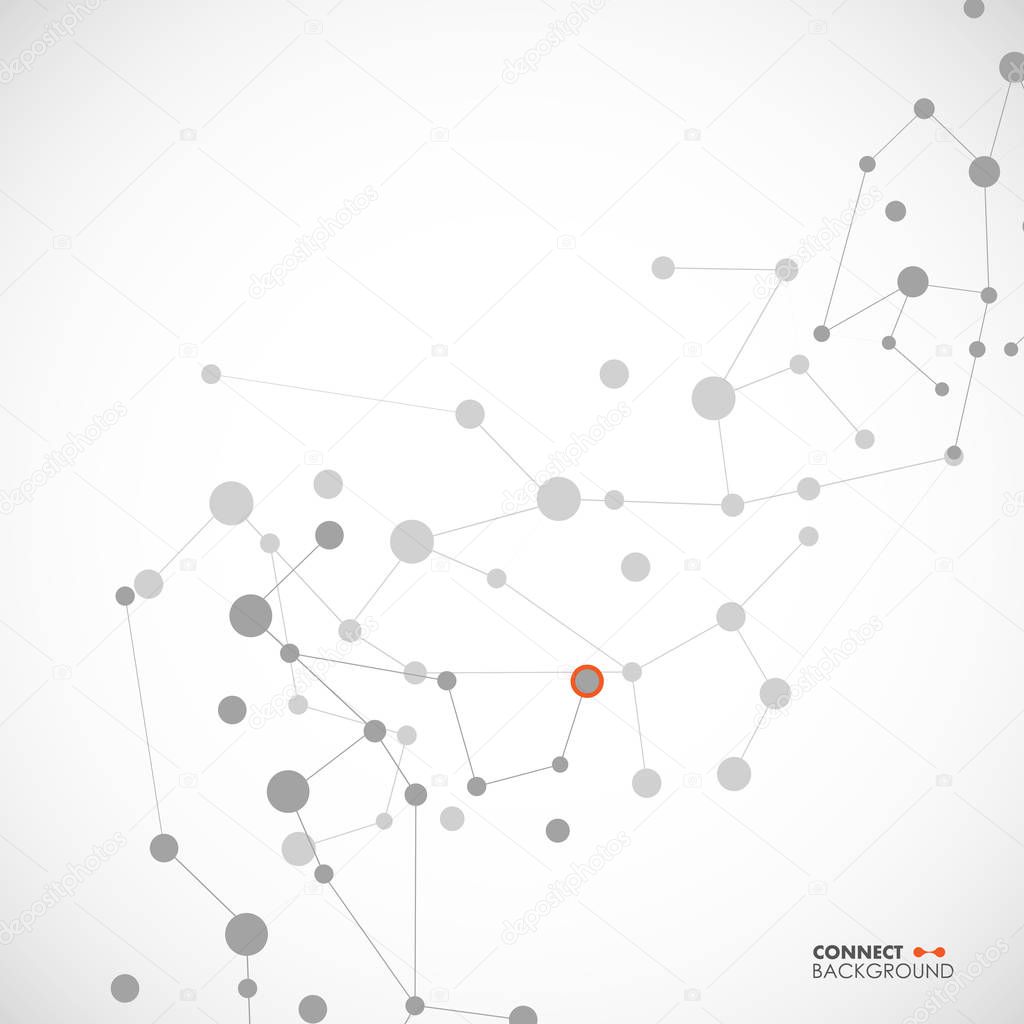 Ilustración vectorial de moléculas, red y conexión 2024