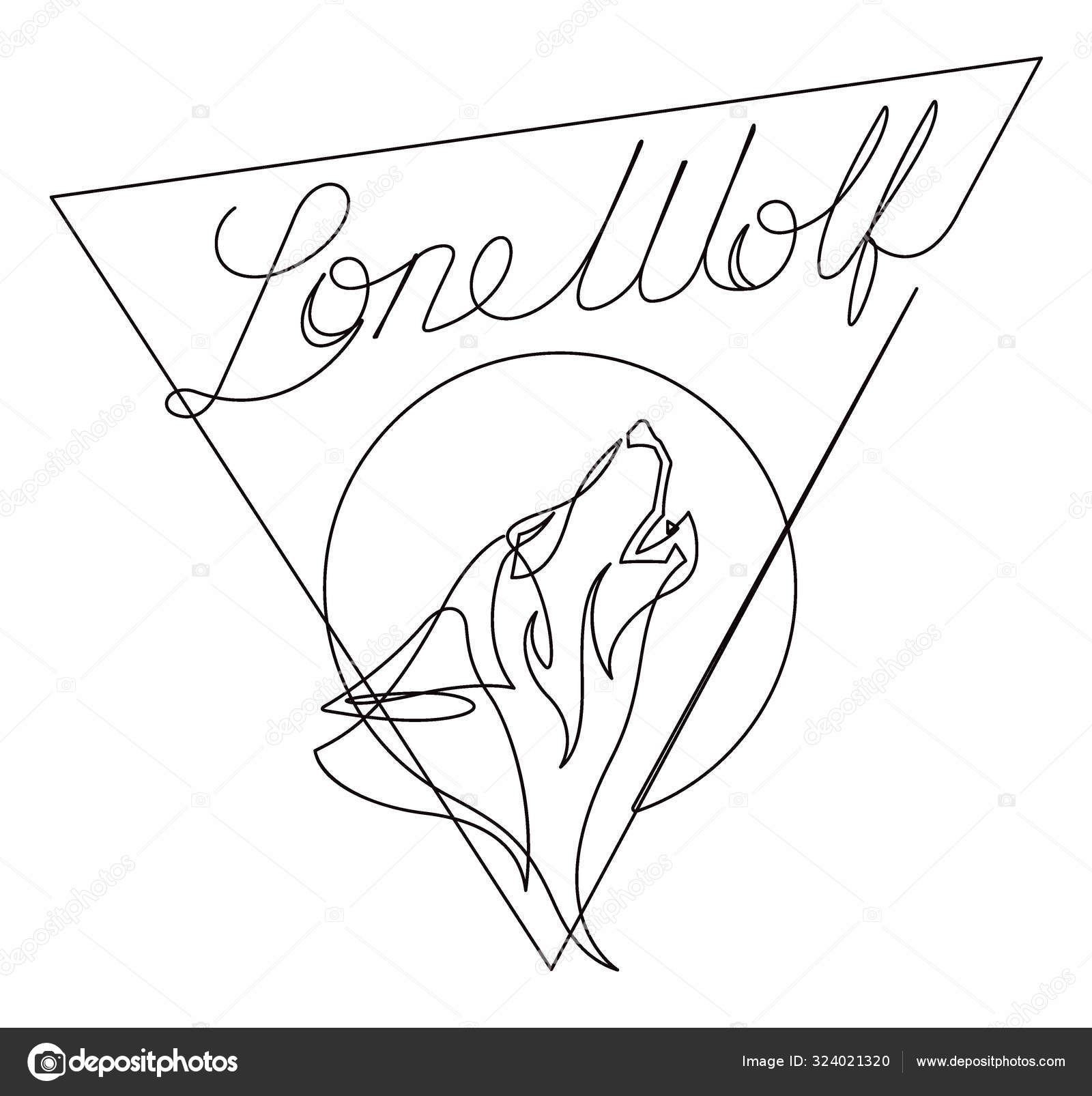 Black White Lone Wolf One Continuous Line Abstract Vector Graphic Stock ...