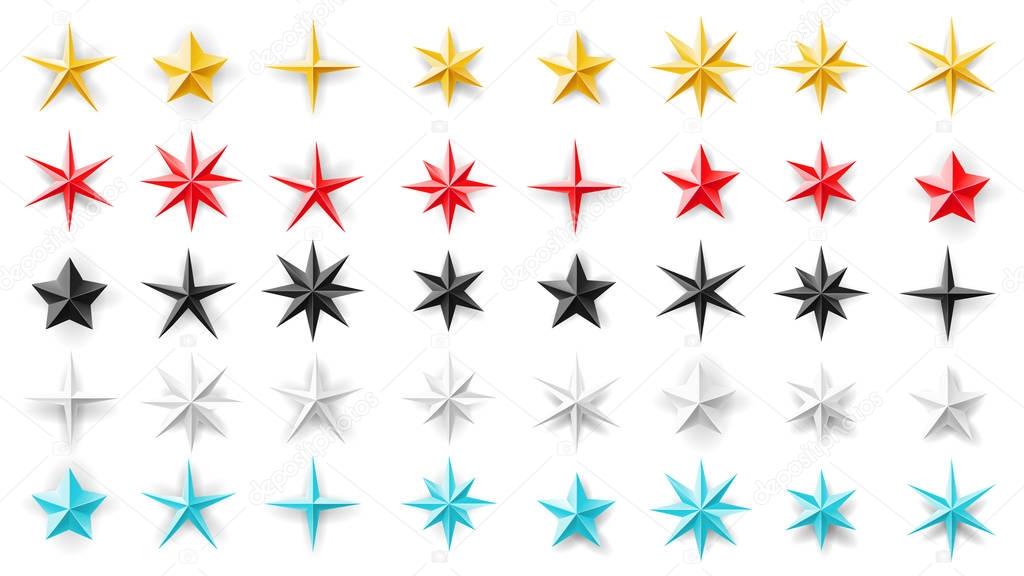 Estrellas de diferentes formas geométricas. Metal, papel de aluminio ...