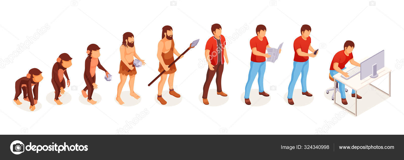 Evolución humana, mono al hombre moderno, vector Vector de stock por ...