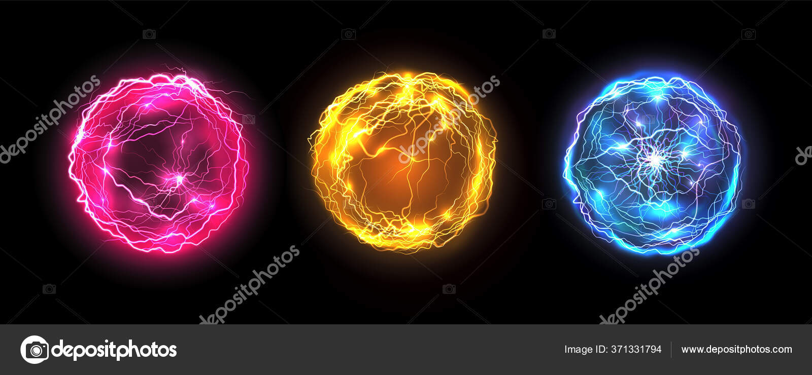 Energy balls, plasma sphere electric lightning Stock Vector Image by ...