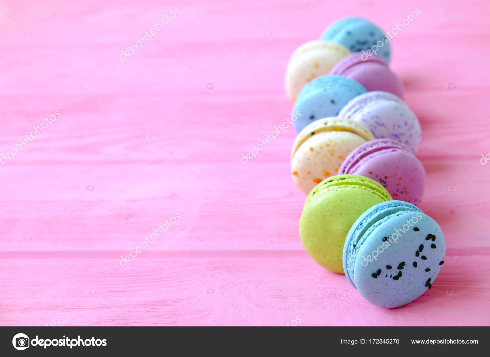 Different types of macaroons, french macaroons or macaron with spring ...