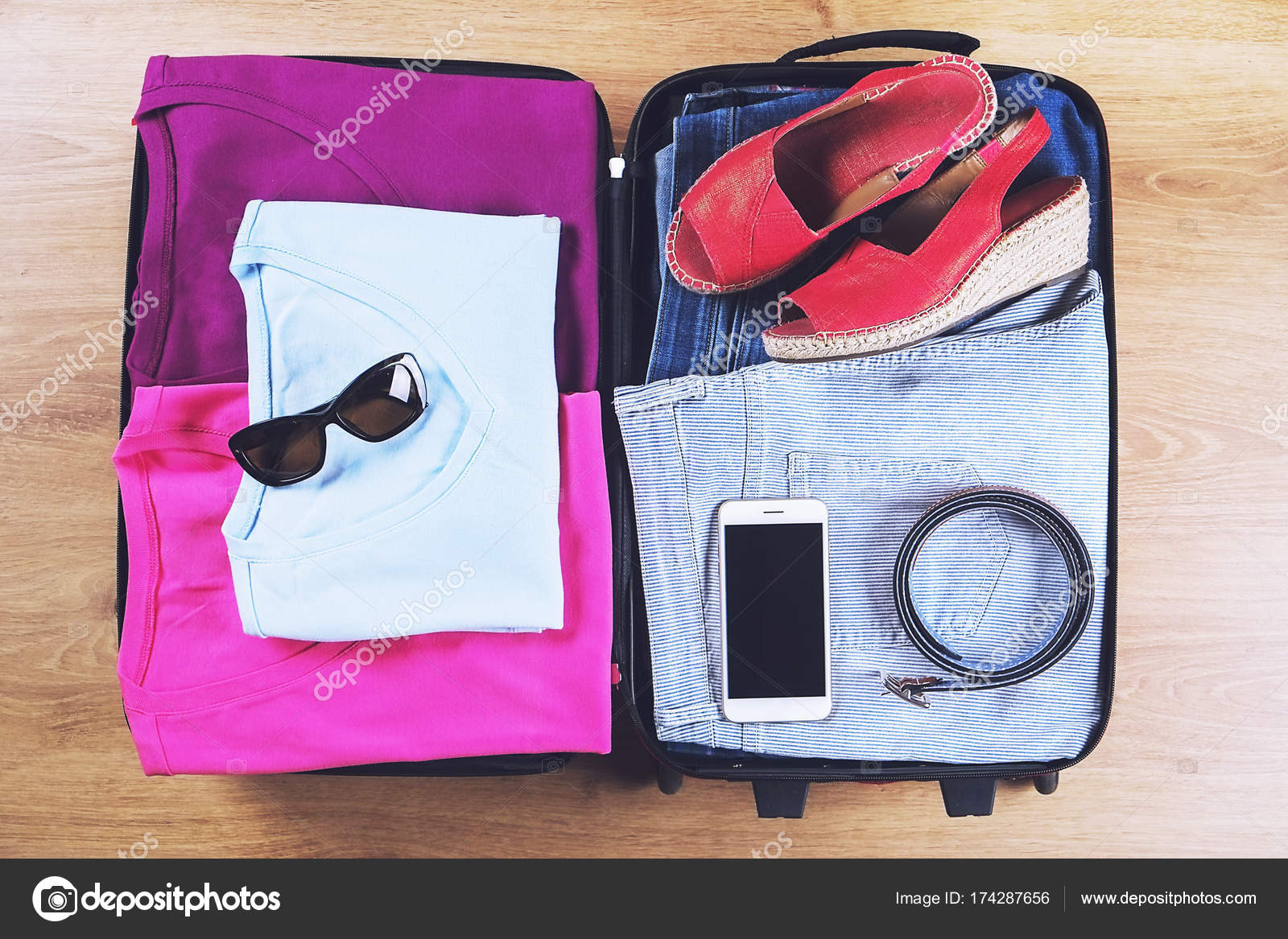 Open Packed Suitcase