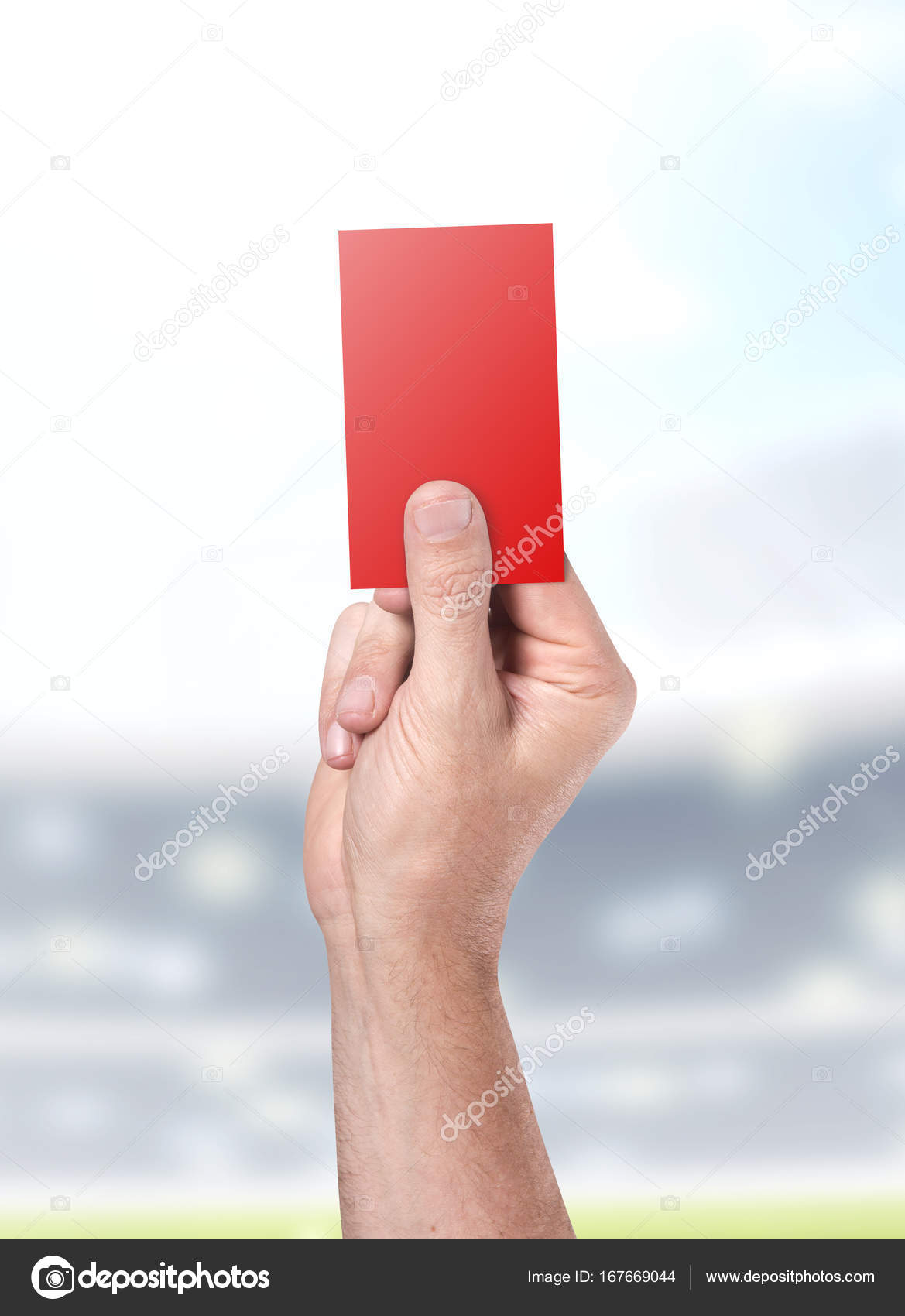 Red Card On Stadium Background Stock Photo by ©albund 167669044