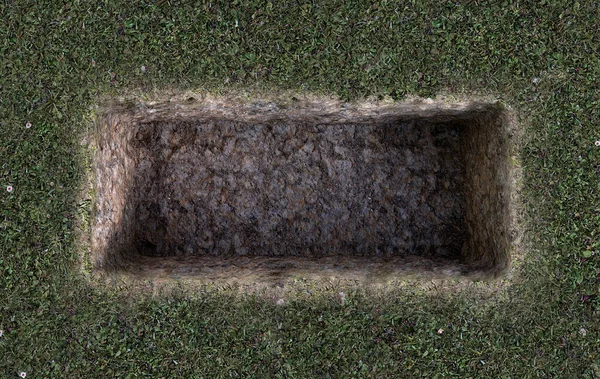 Open Grave With Tombstone