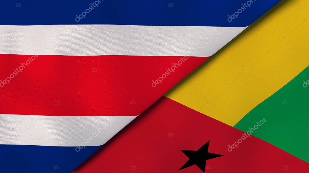 Dos estados banderas de Costa Rica y Guinea Bissau. Fondo de negocio de ...