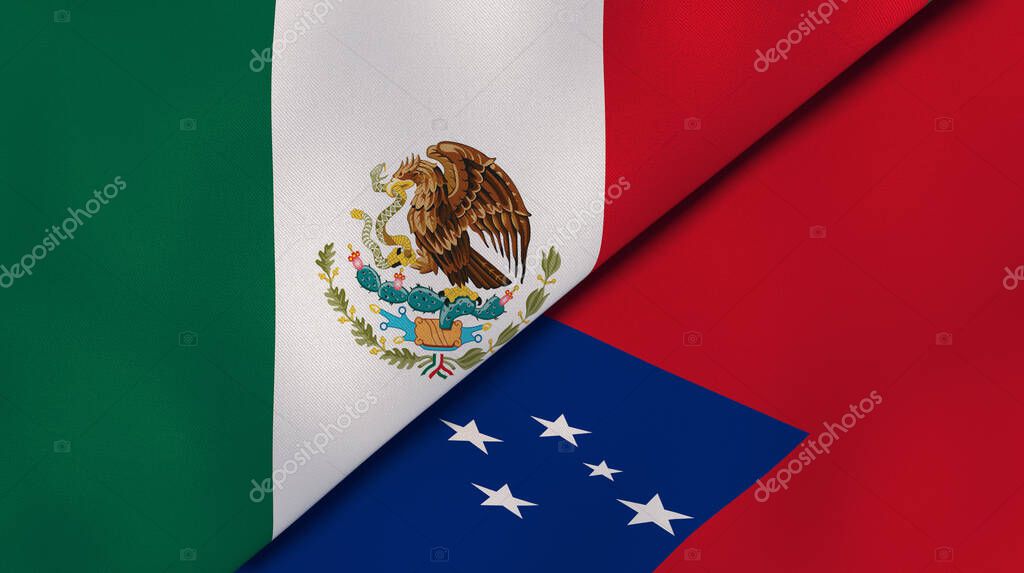 Dos estados banderas de México y Samoa. Fondo de negocio de alta ...