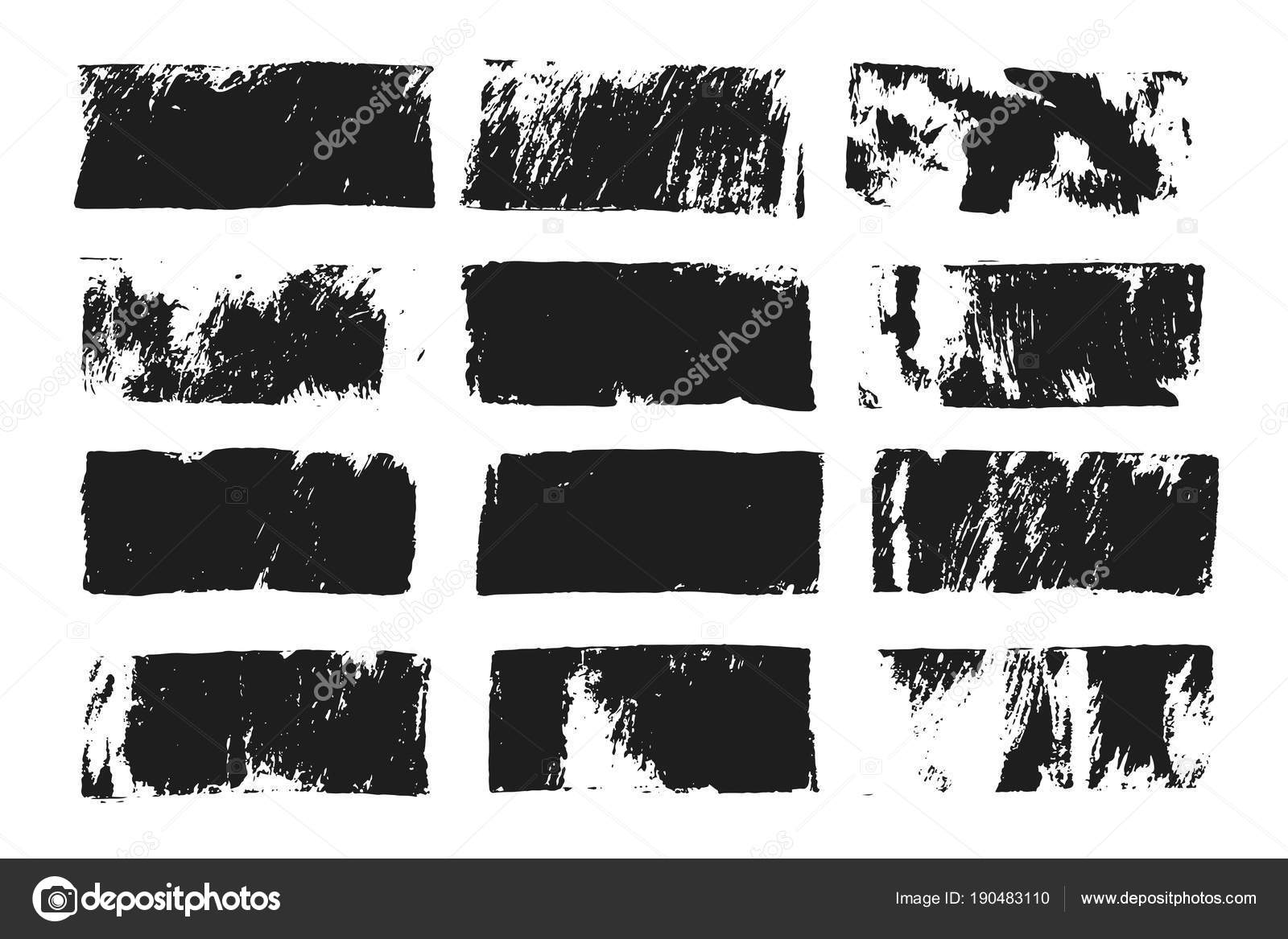 Set of rectangular text box. Grunge paint stripe. Vector brush stroke ...