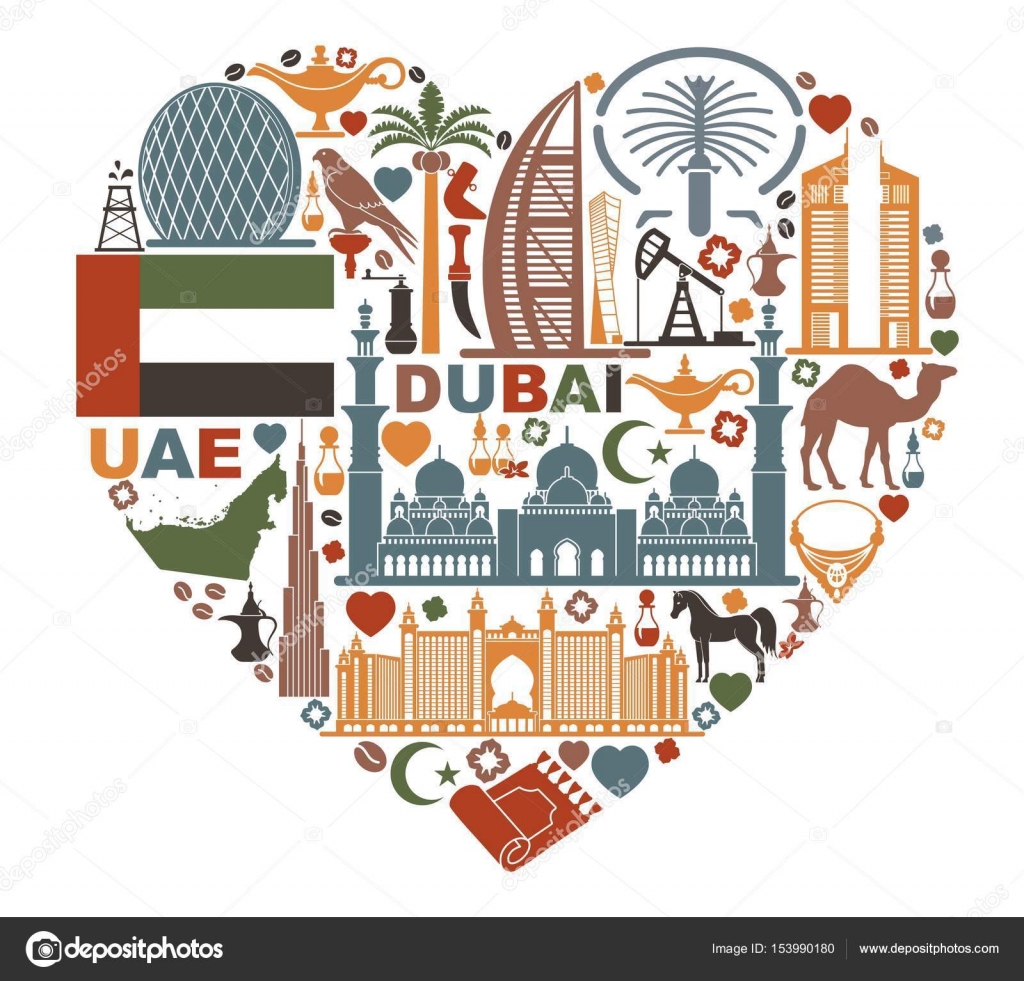 The heart is composed of the traditional symbols of Dubai and United ...