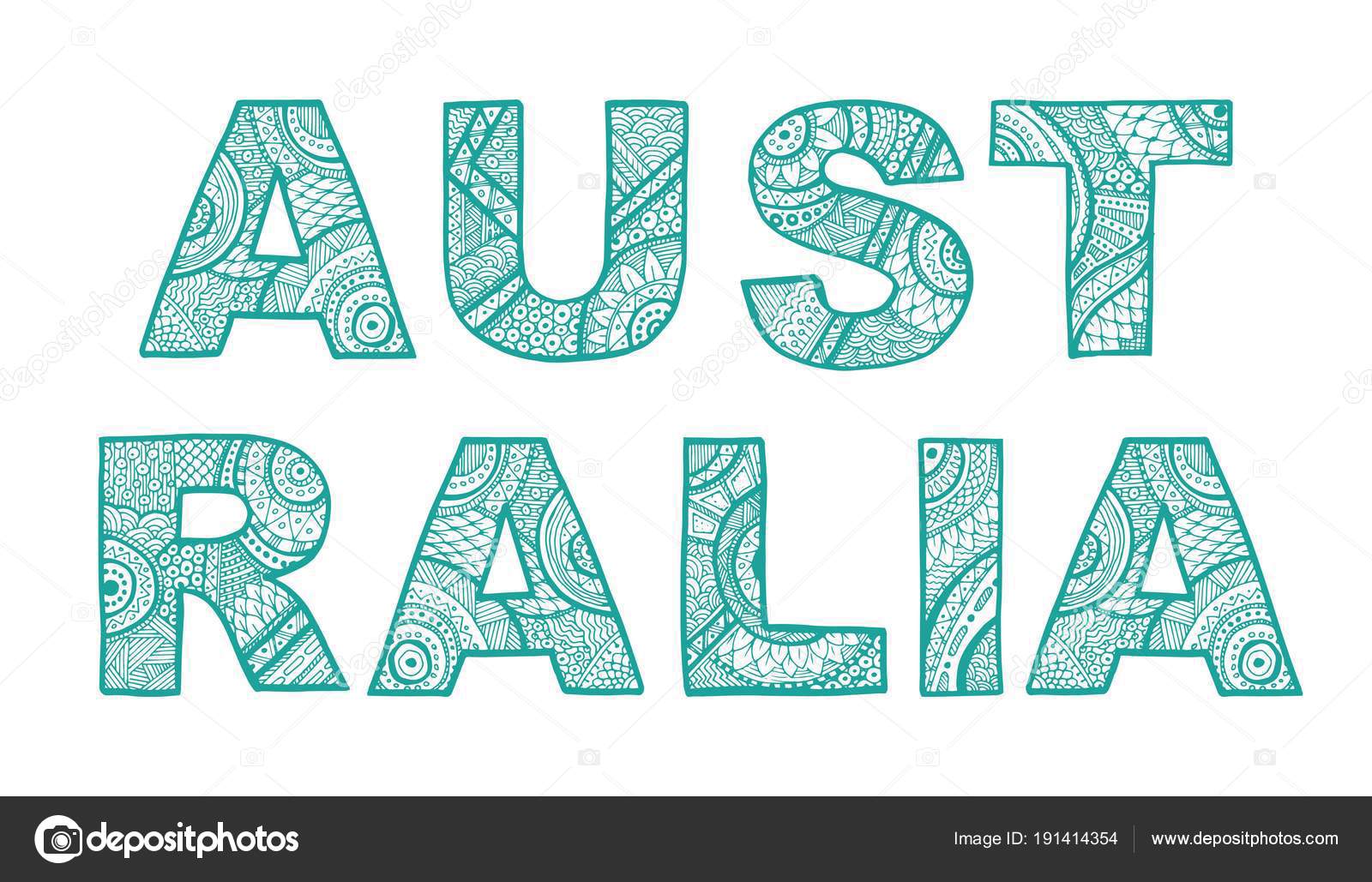 The inscription AUSTRALIA. The font in ethnic style Stock Vector Image ...