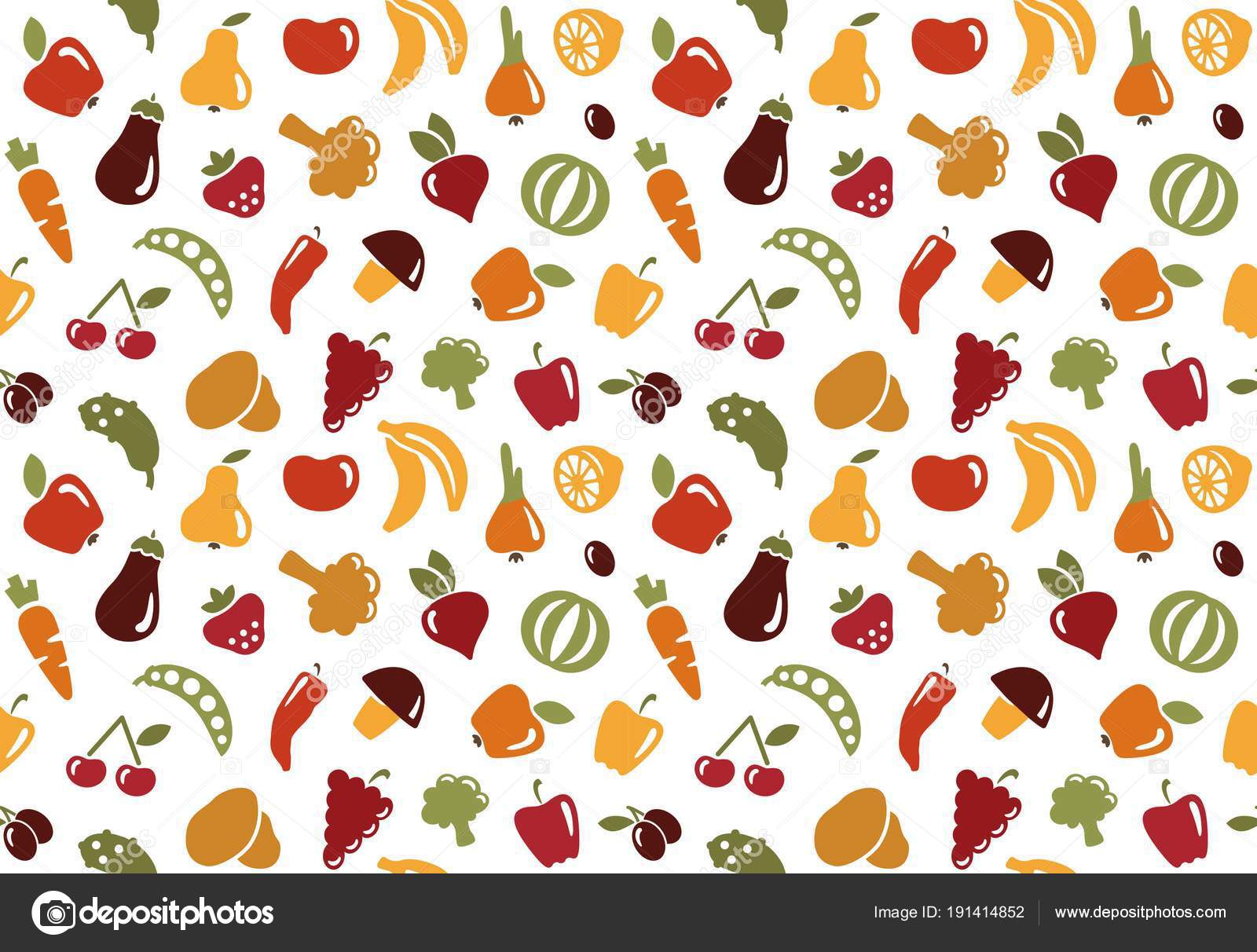 Pattern with fruits and vegetables Stock Vector Image by ©Klava #191414852
