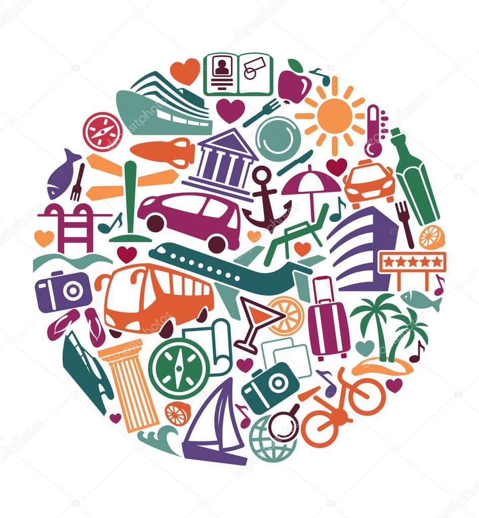 Símbolo turístico. Ilustración vectorial 2023