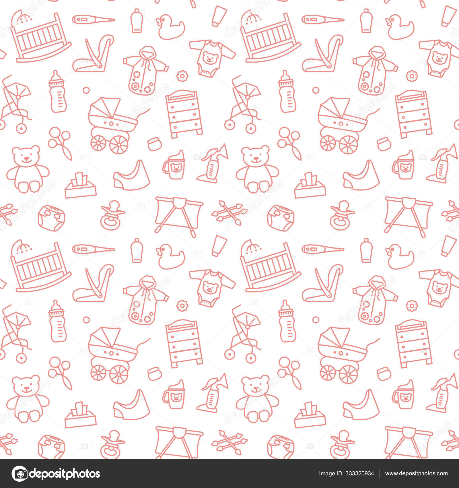 Seamless background with linear baby care symbols Stock Vector Image by ...