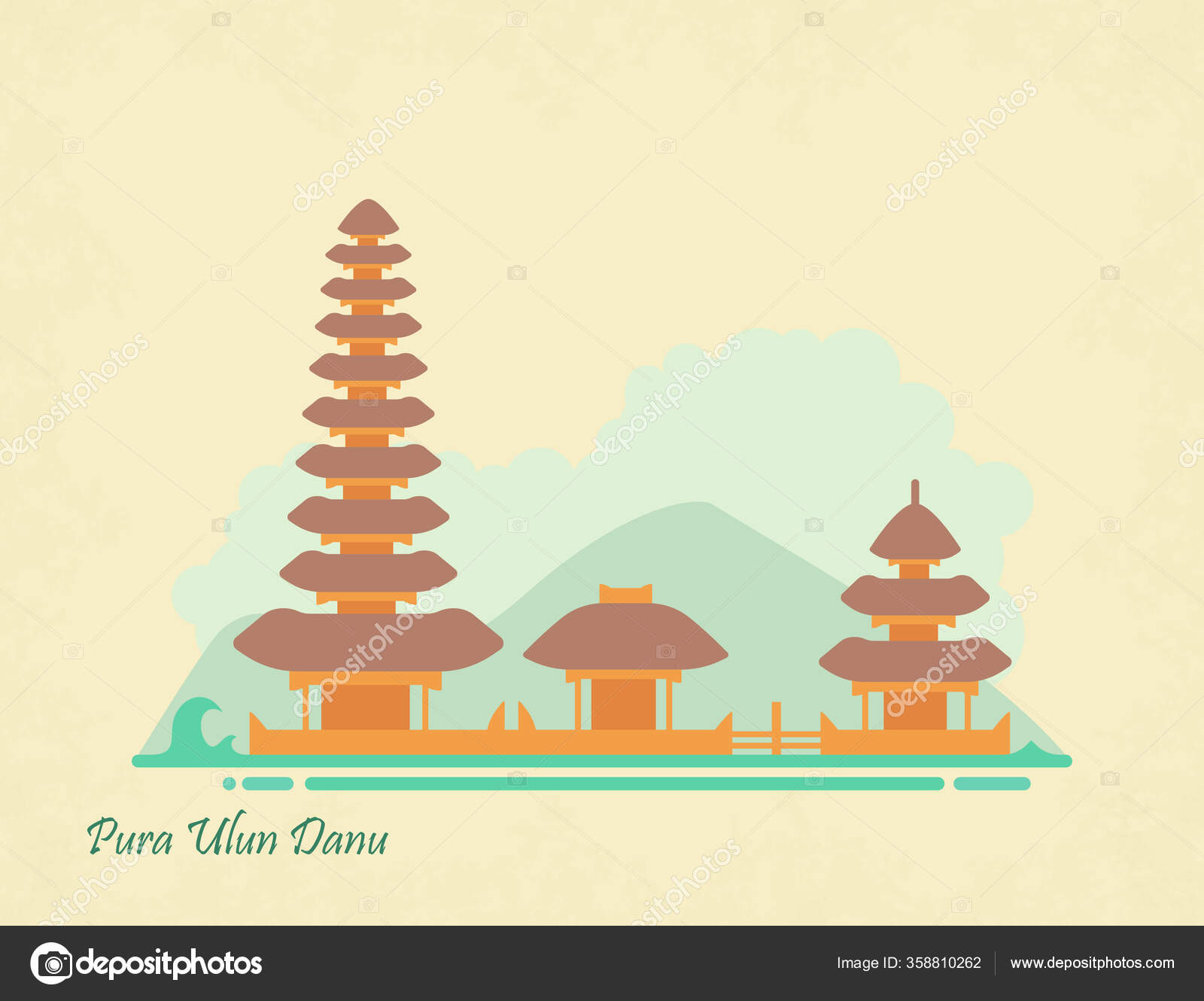 Indonesia landmark Ulun Danu temple in Bali Stock Vector by ©Klava ...