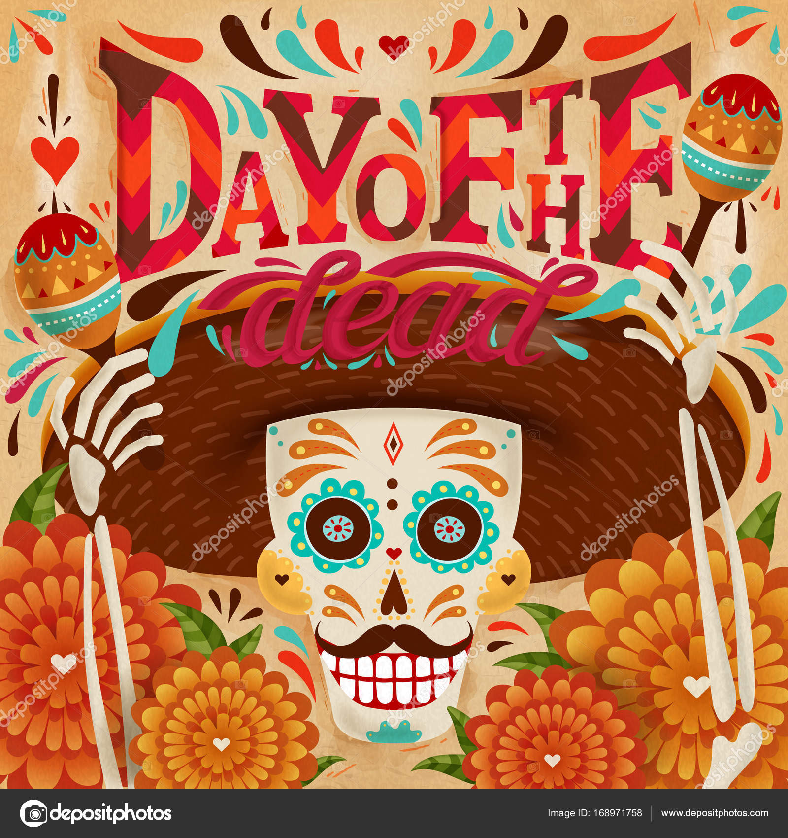 Cheerful day of the dead poster Stock Vector Image by ©MITstudio #168971758