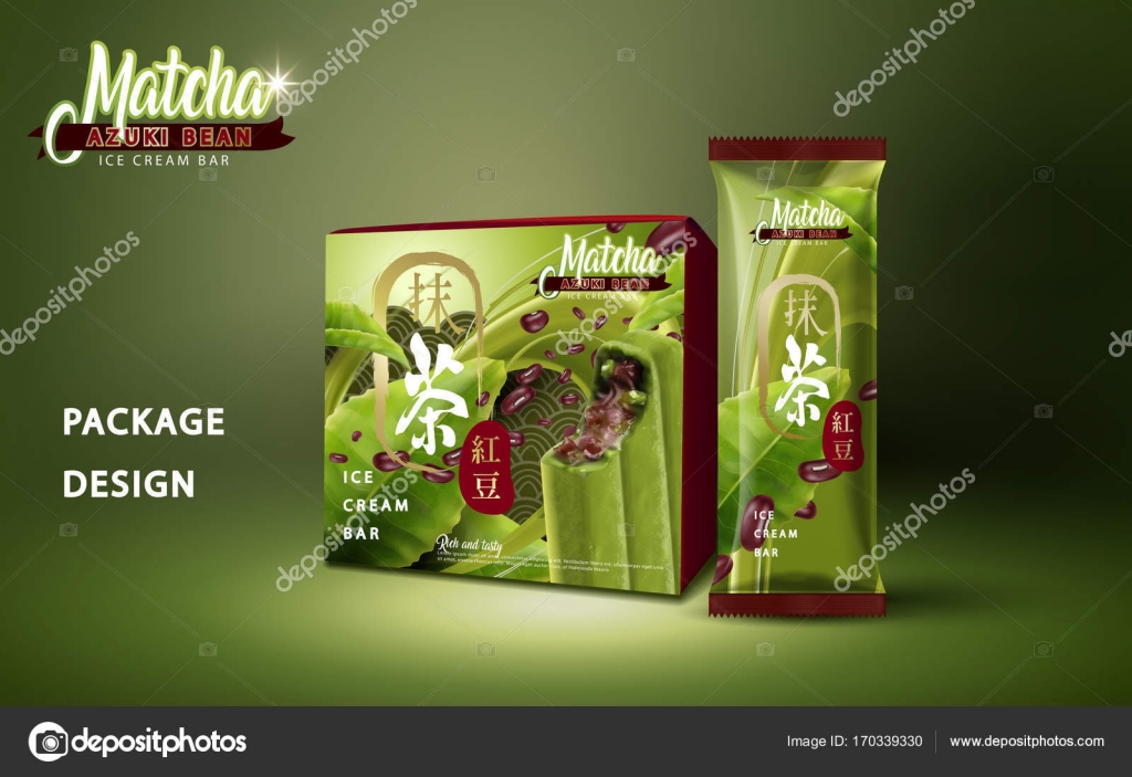 Matcha azuki bean ice bar package Stock Vector Image by ©MITstudio ...