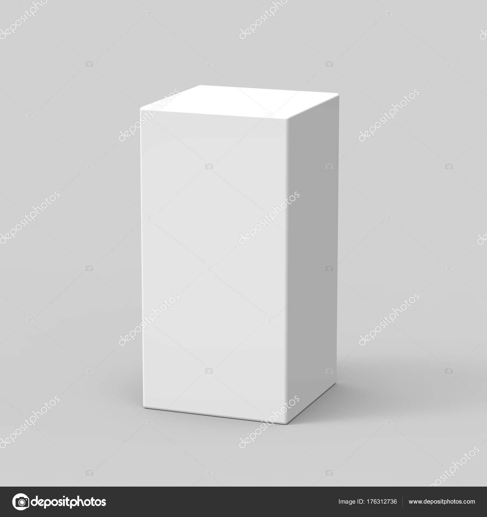 Side View Rendering Blank Long Box Shadow Isolated Gray Background ...