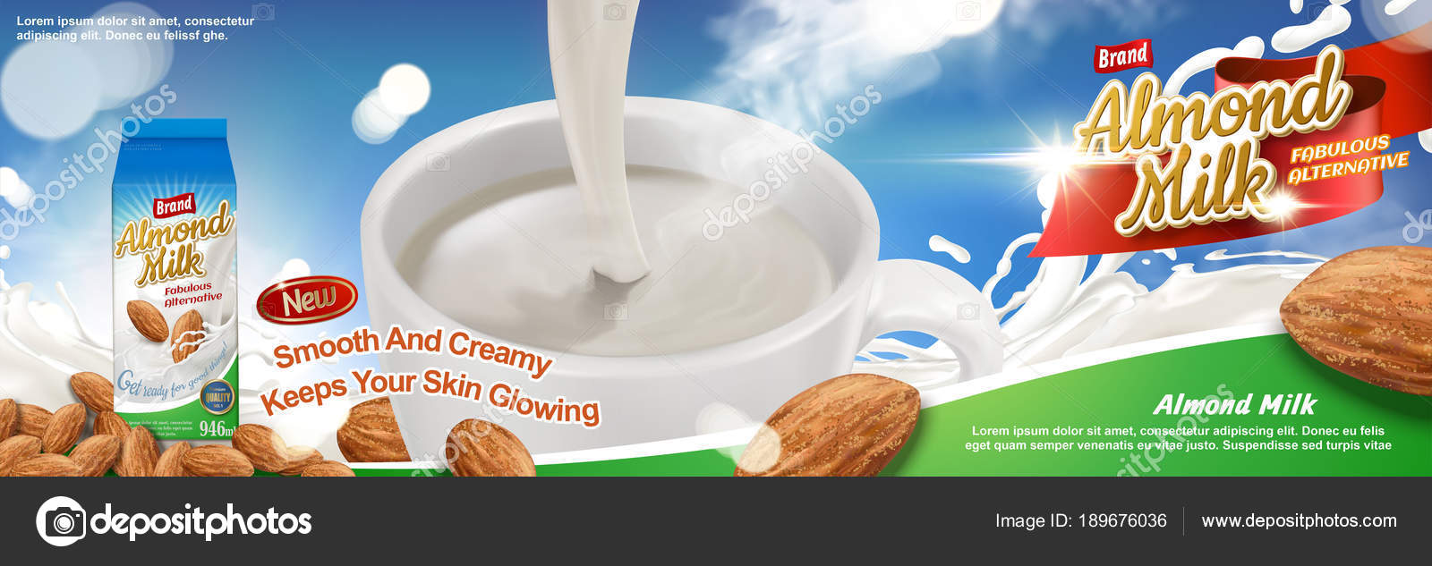 Almond milk ads Stock Vector Image by ©MITstudio #189676036