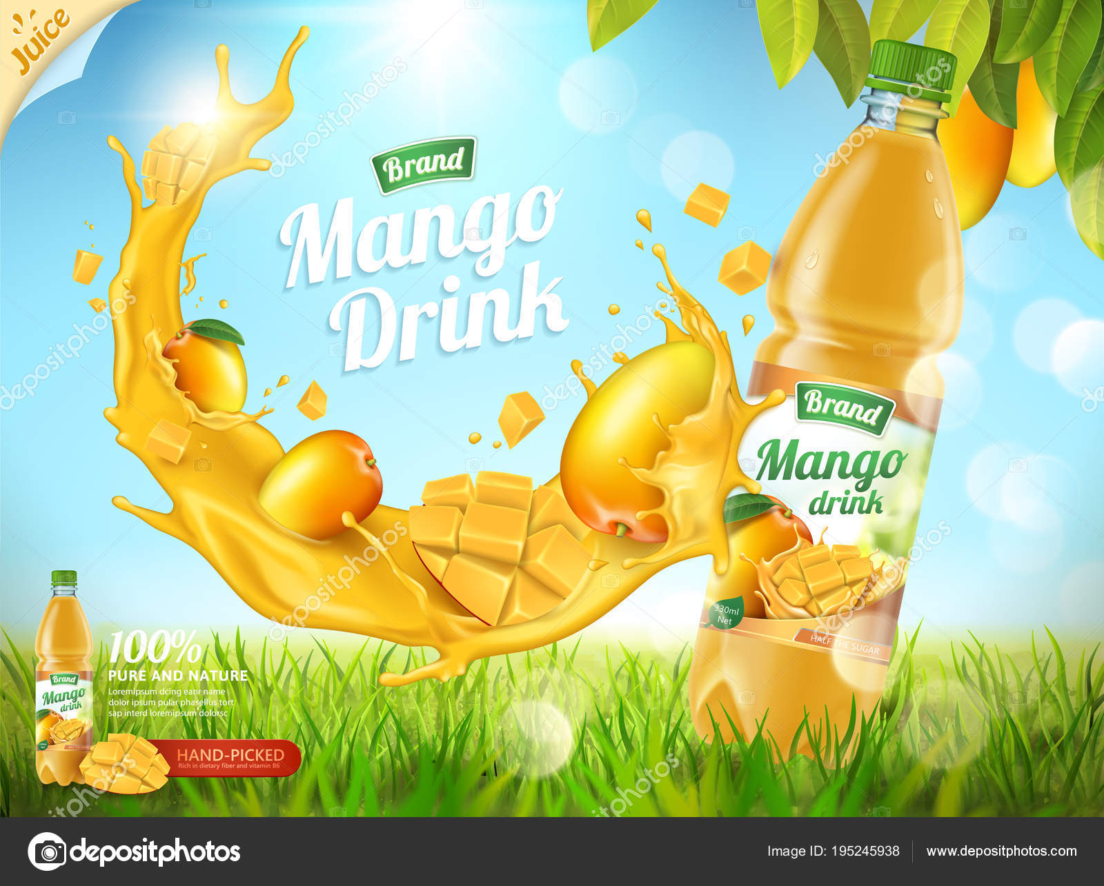 Mango bottled juice Stock Vector by ©MITstudio 195245938