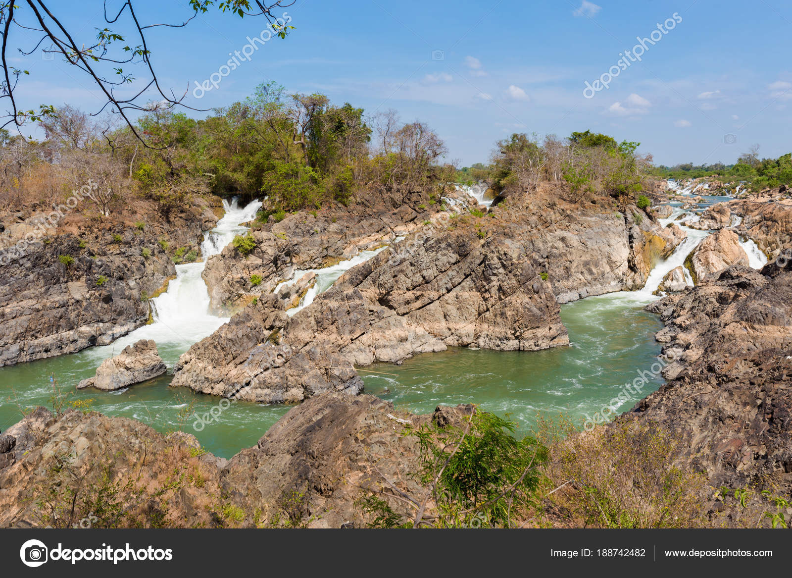 Li Phi waterfall in Laos Stock Photo by ©annabieniek 188742482