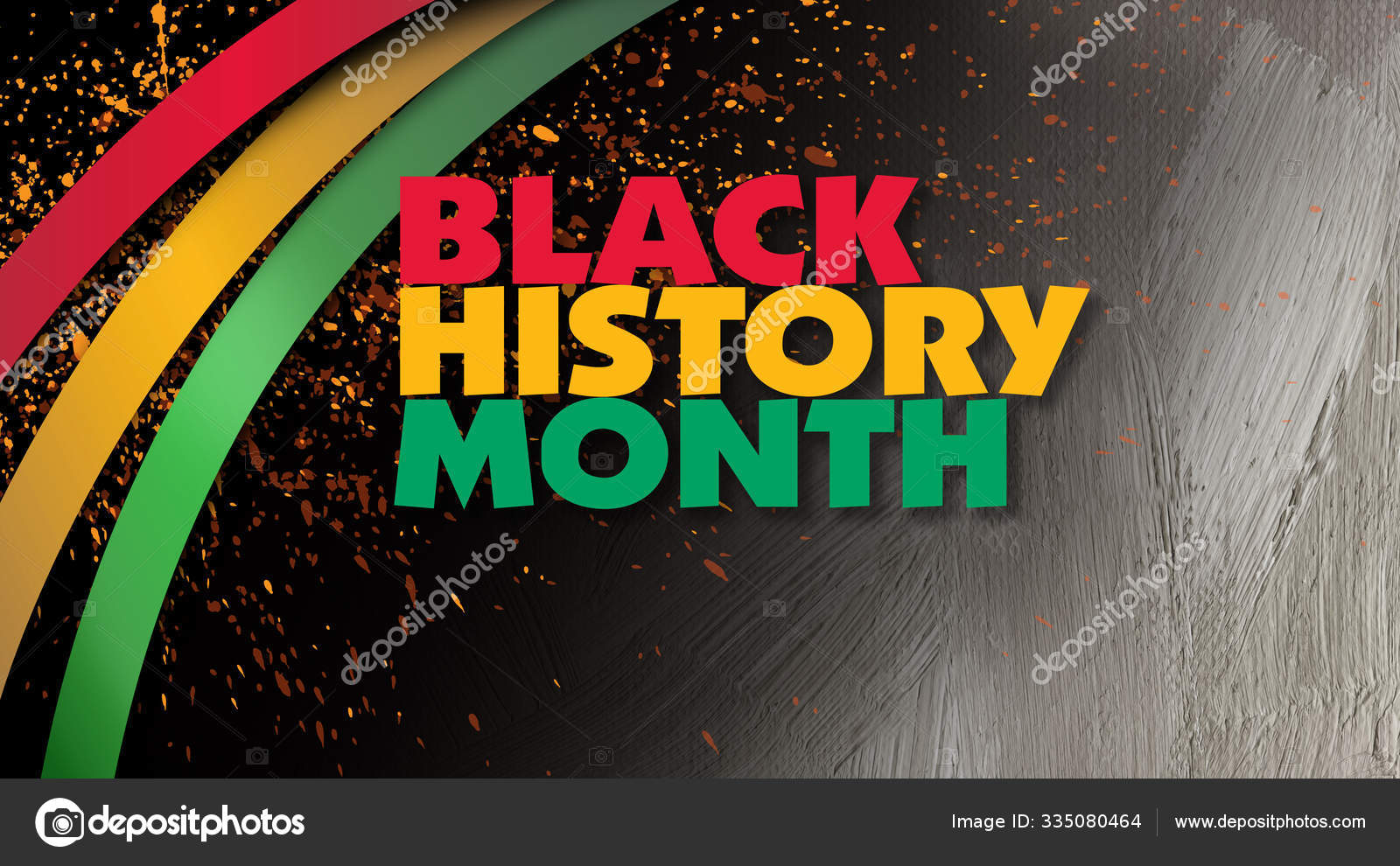 Black History Month title treatment with ribbons against brushstroke ...