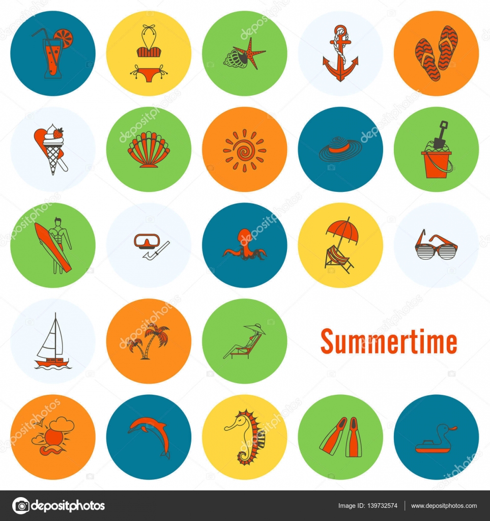 Summer and Beach Simple Flat Icons Stock Vector Image by ©HelenStock ...