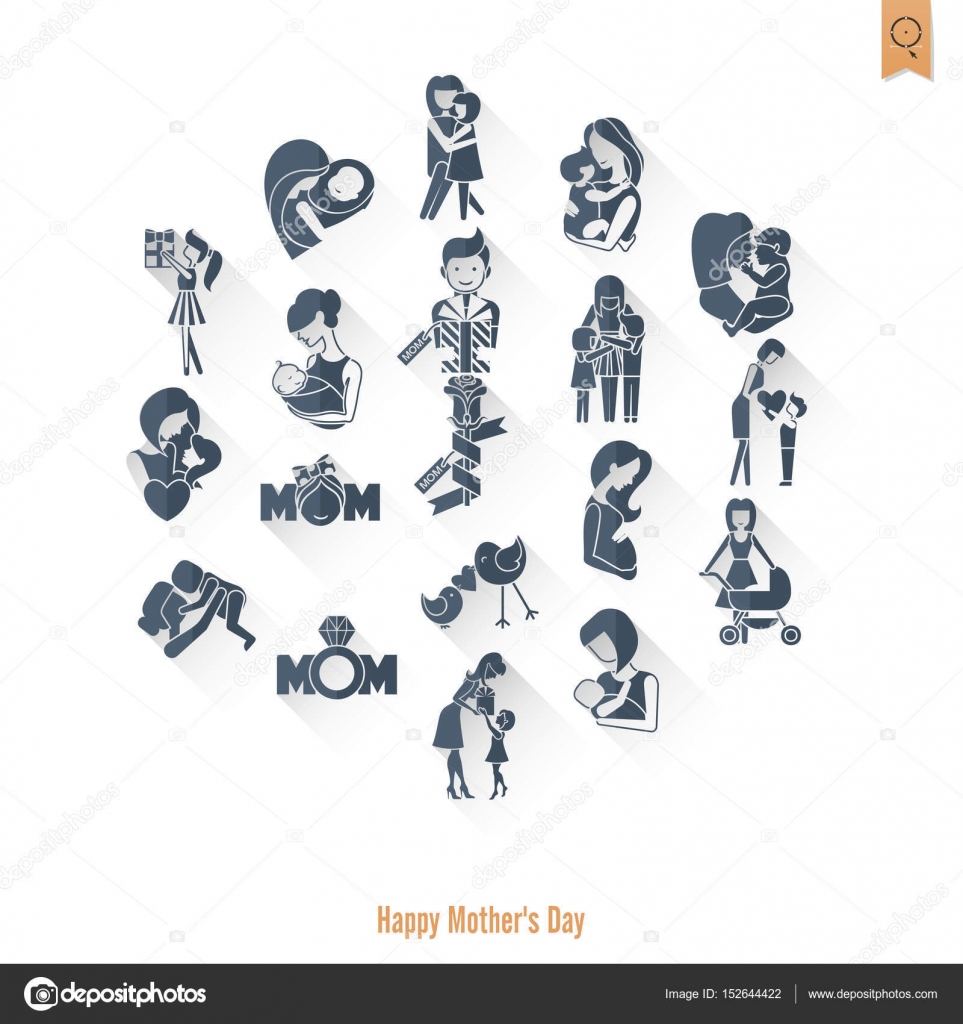 Happy Mothers Day Icons Stock Vector By ©helenstock 152644422