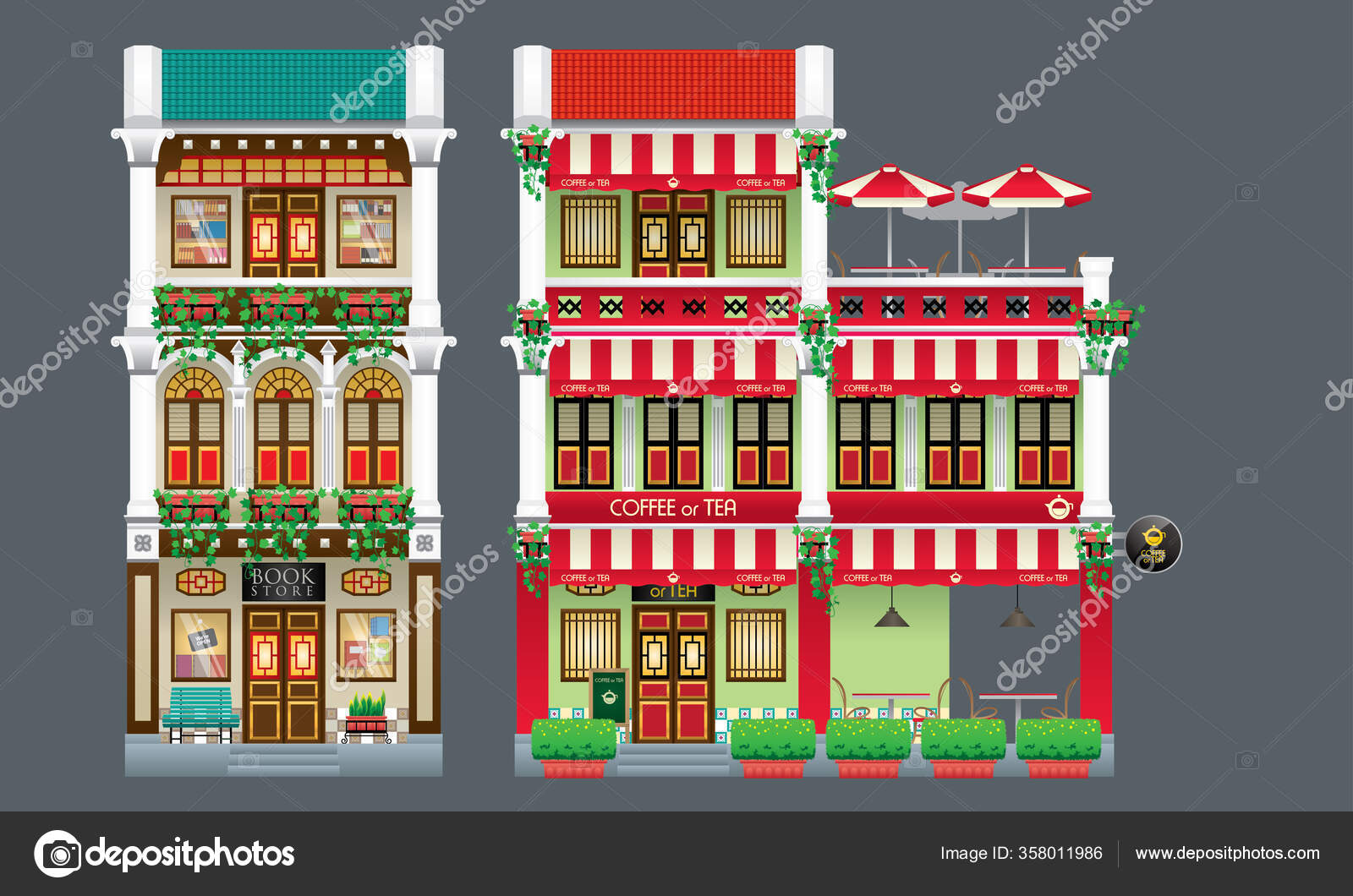 Three Storey Colorful Historical Colonial Style Shop House Isolated ...